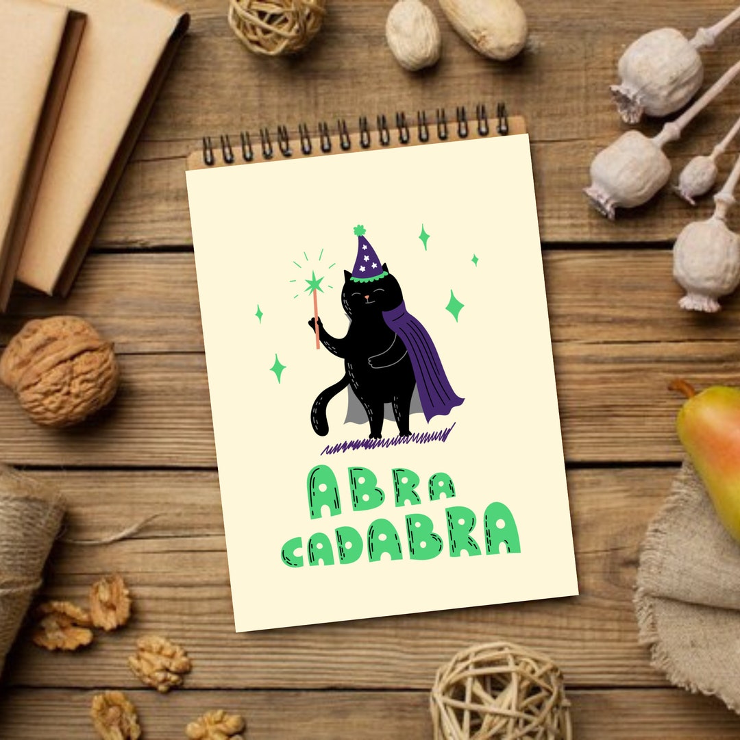 Editable Cartoon Magic Wizard Cat Card, Editable Invitation, Instant ...