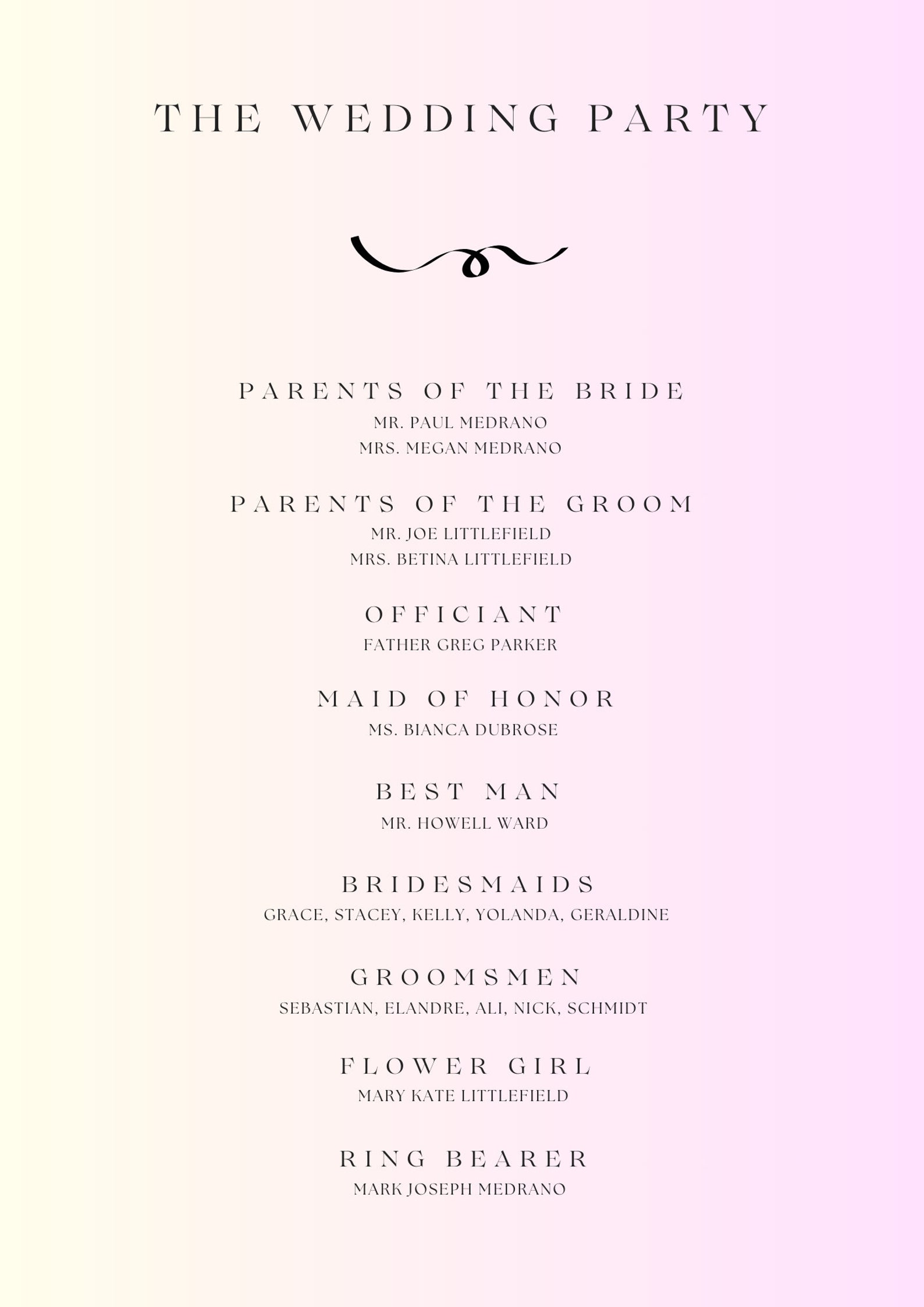 Editable Minimalist Wedding Invite and Order of Program, Editable ...