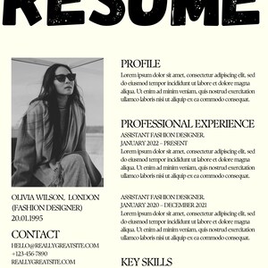 Editable Resume, Cream Colored Minimalist Pop Fashion Designer Resume ...
