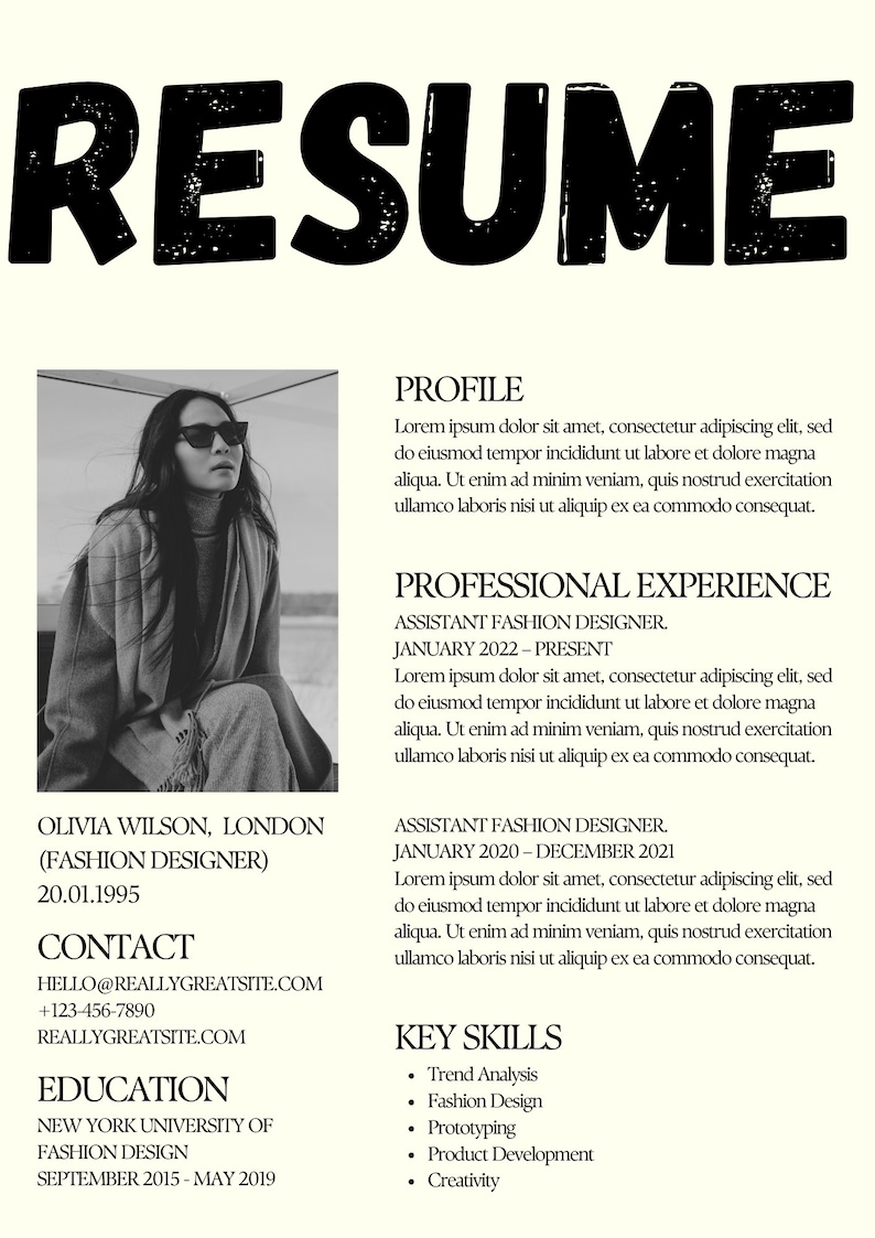 Editable Resume, Cream Colored Minimalist Pop Fashion Designer Resume ...