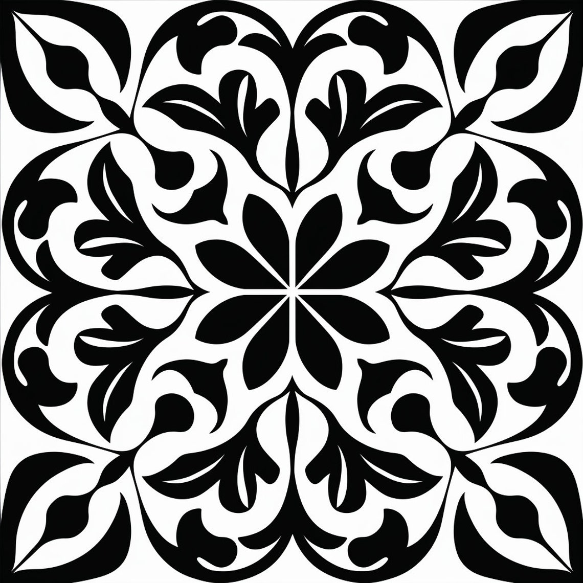 SEAMLESS TILE - Classic Elegance - Black & White Floral Pattern (300 ...