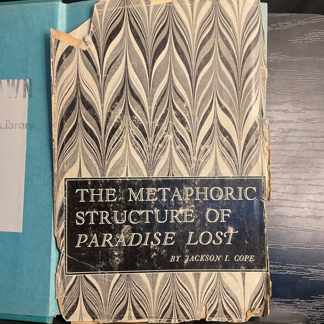 The Metaphoric Structure of Paradise Lost Cope 1962 Vintage HCDJ Rare ...