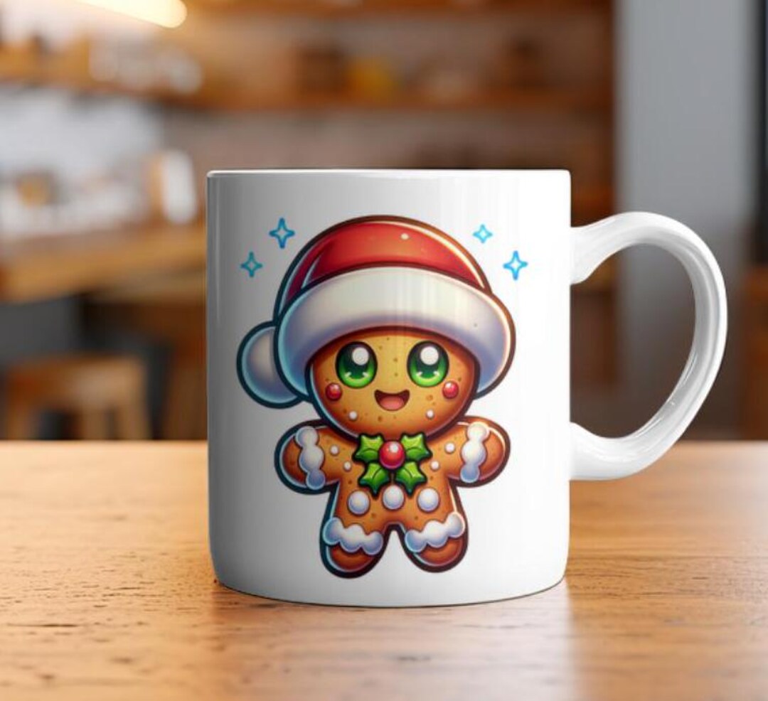 Cute Gingerbread Man Mug Merry Christmas Cookie Snow Winter Holiday ...