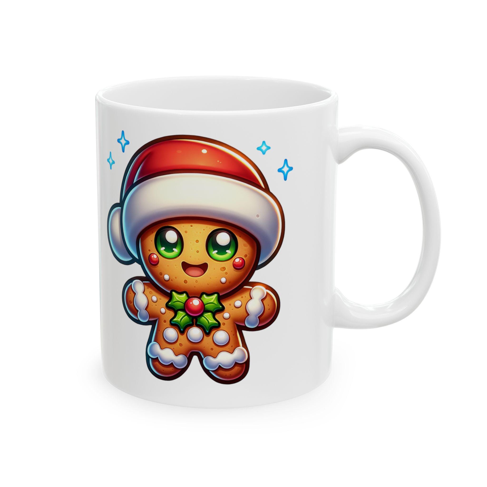 Cute Gingerbread Man Mug Merry Christmas Cookie Snow Winter Holiday ...