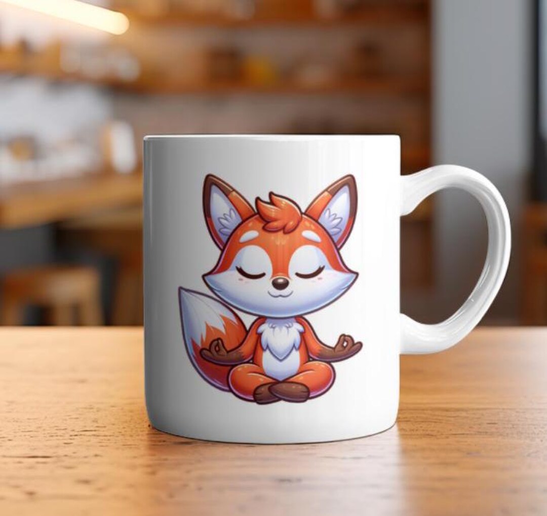 Cute Fox Meditating Mug Yogi Vixen Chakra Mantra Enlightenment ...