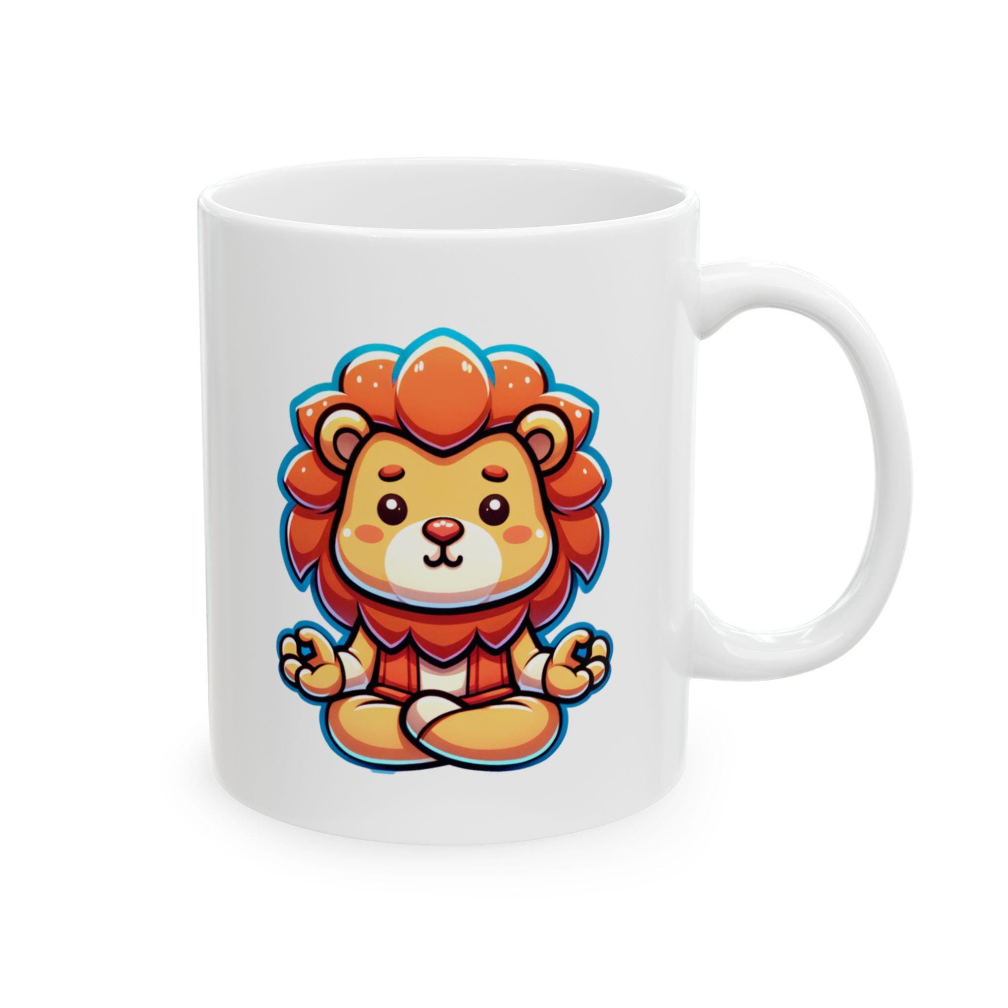 Cute Lion Meditating Yogi Mug King of the Jungle Chakra Mantra ...