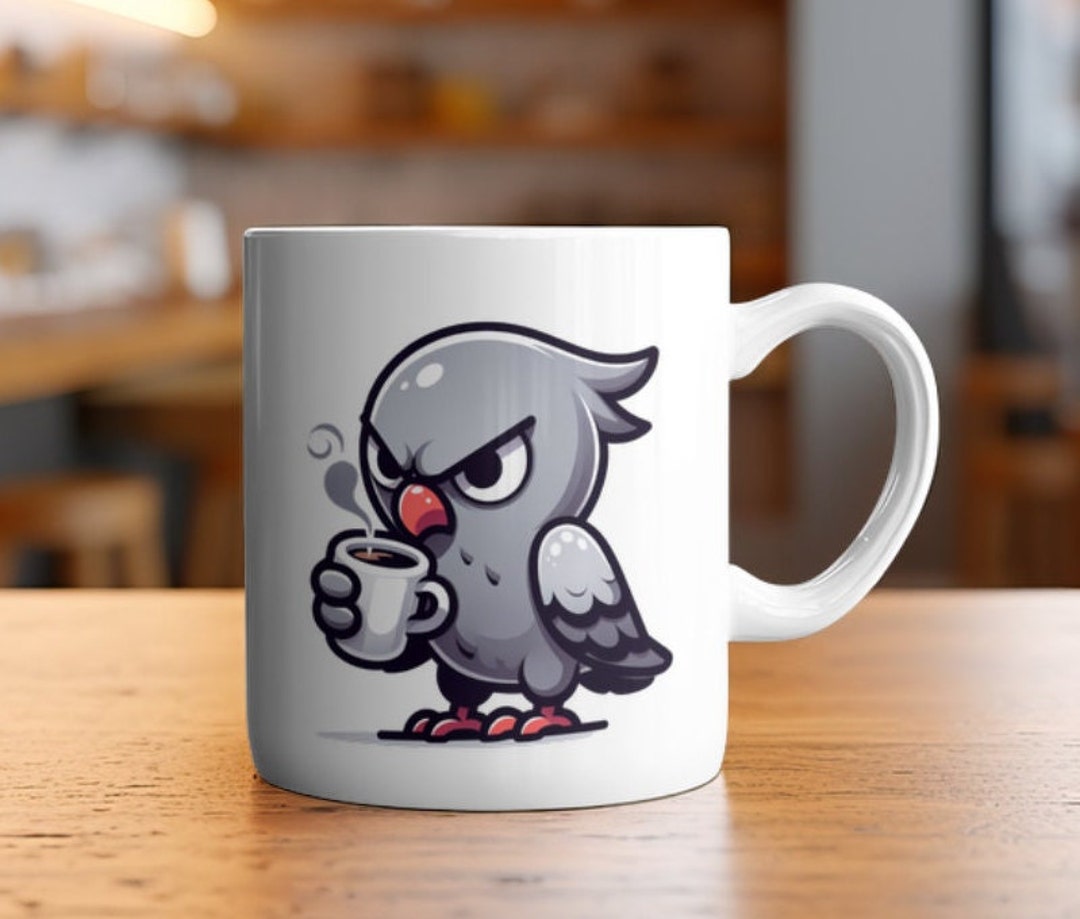 Angry Pigeon Coffee Mondays Mug Caffeine Fiend's Avian Fix Perfect for ...
