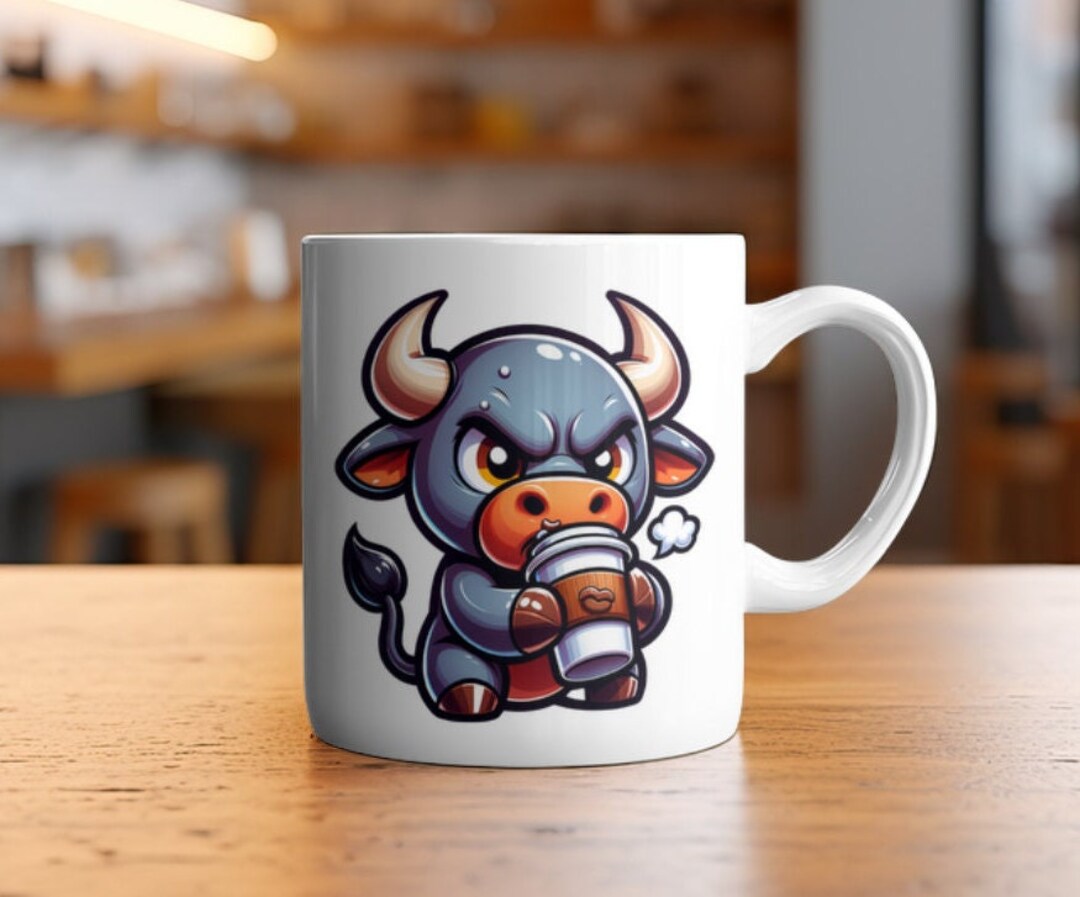 Angry Bull Coffee Cup Taurus Caffeine Fiend Funny Cow Mug for Monday ...