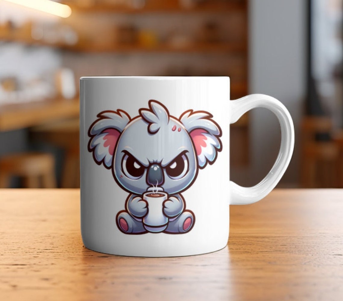 Angry Koala Coffee Mug Caffeine Fiend Hate Monday Mornings Funny Koala ...
