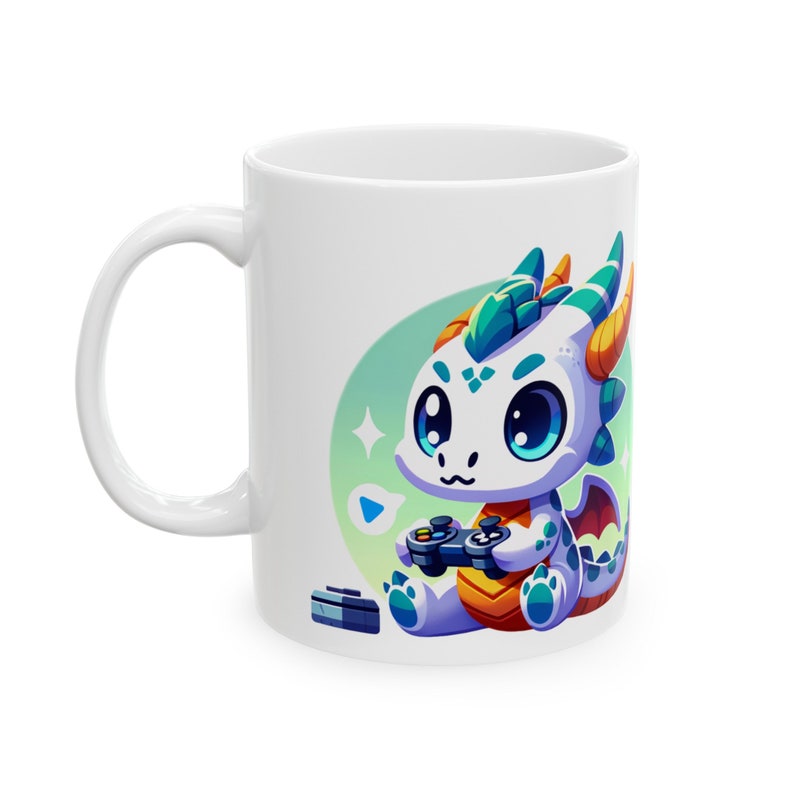 Cute Dragon Gamer Mug Legendary Lizard Playing Video Games With ...