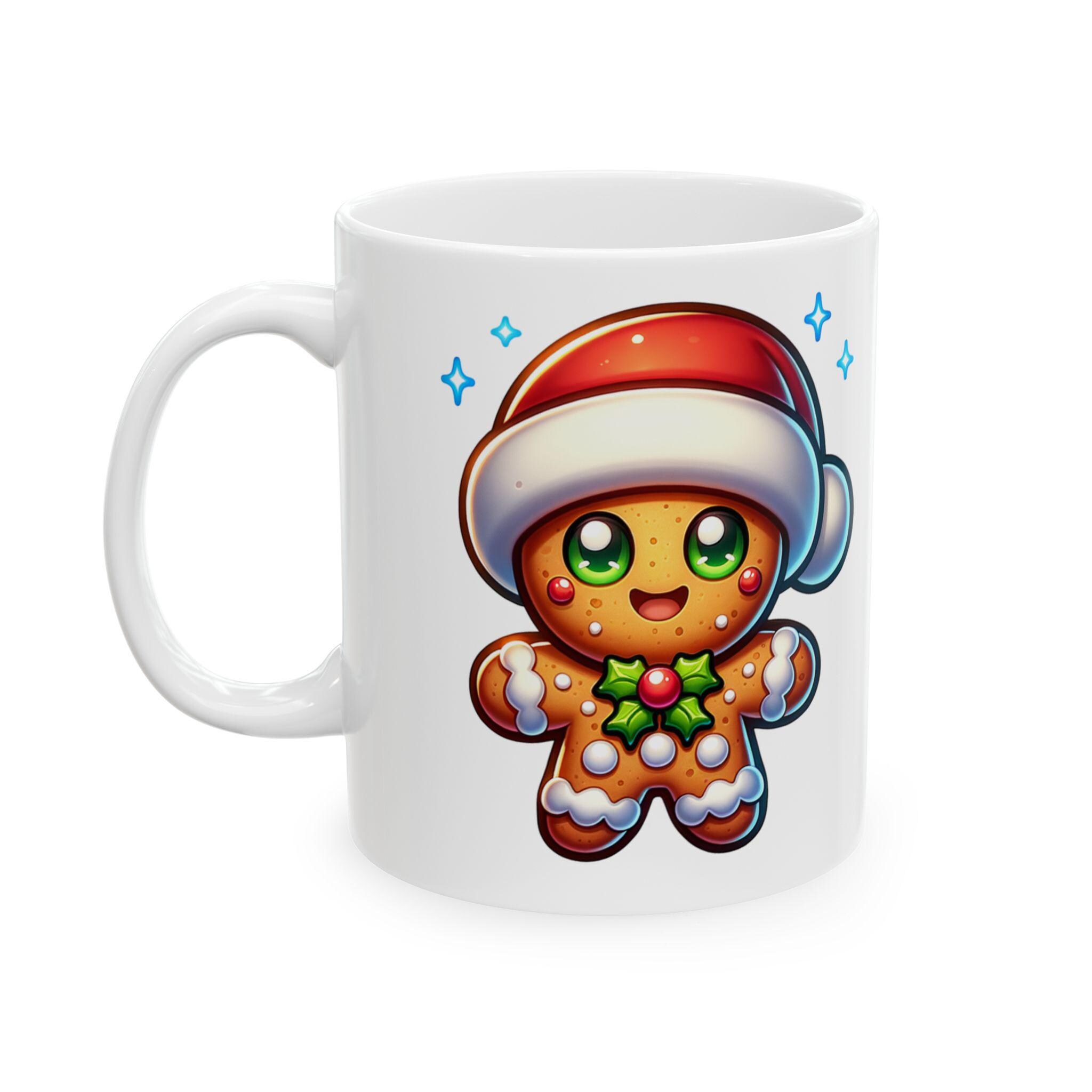 Cute Gingerbread Man Mug Merry Christmas Cookie Snow Winter Holiday ...