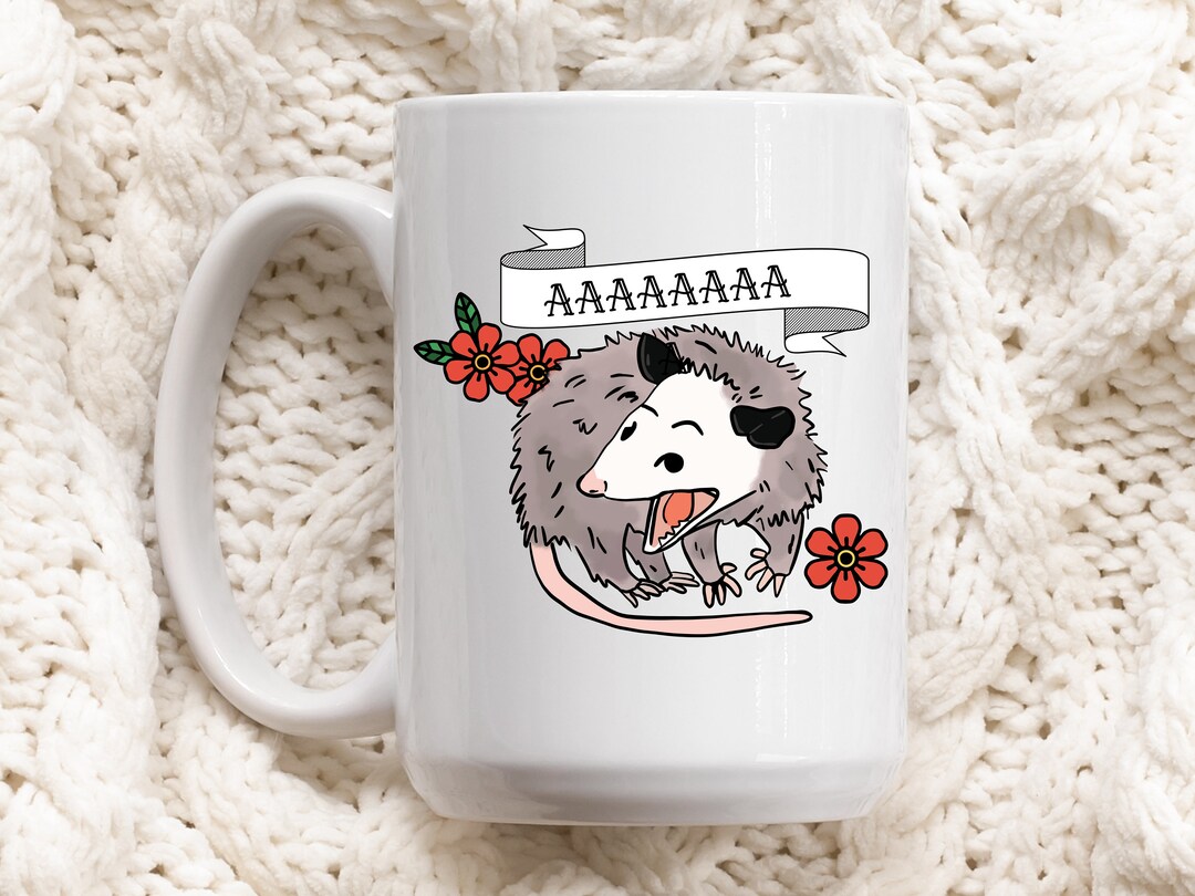 Funny Opossum Mug, Screaming Possum Mug, Cute Possum Mug, Funny Gift ...