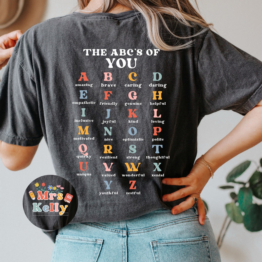 Teacher Abc's Alphabet Shirt, Back to School, Positive Affirmations ...