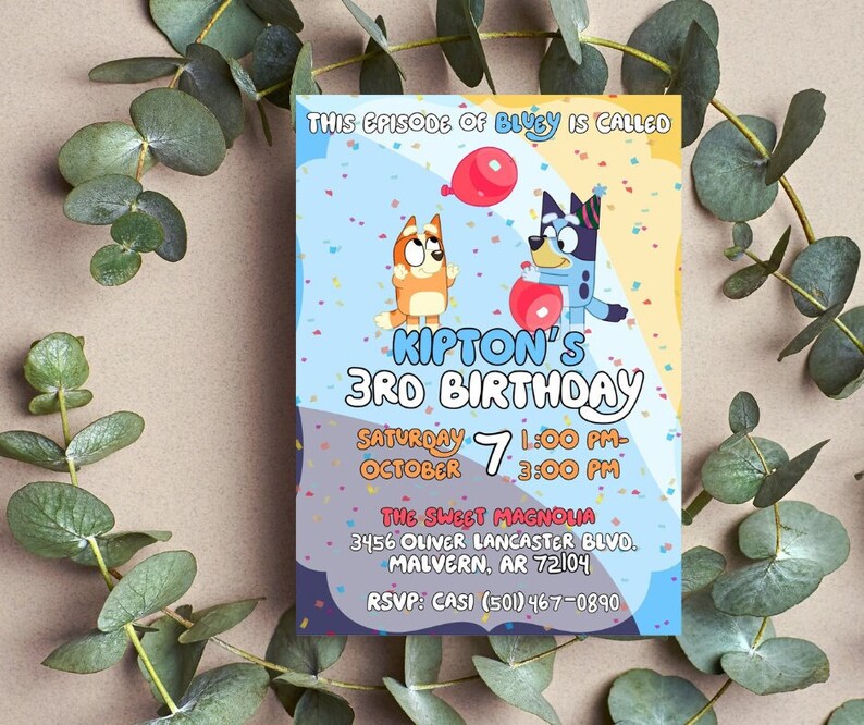 Downloadable Bluey Party Invitation - Etsy