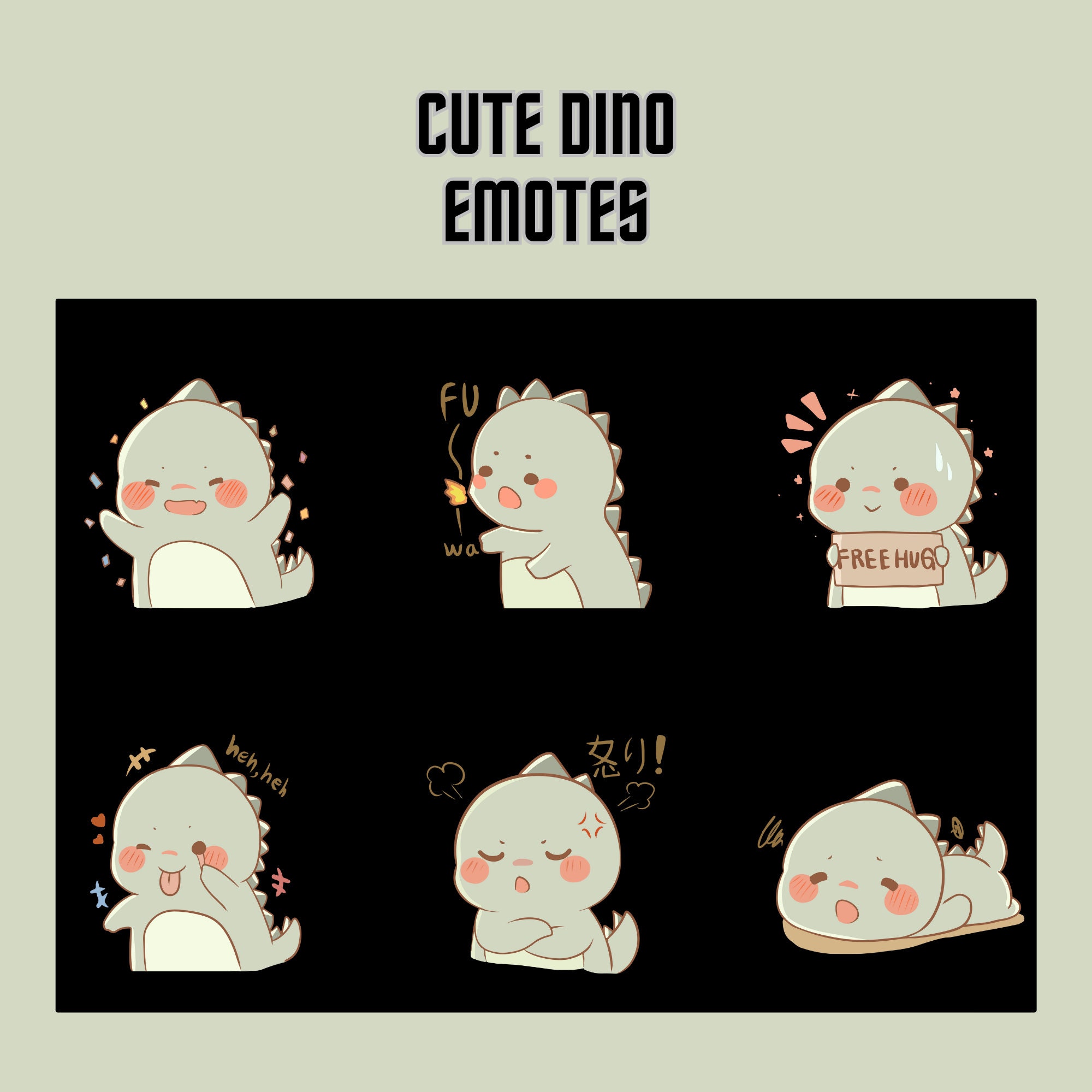 Cute Dino Emotes - Etsy