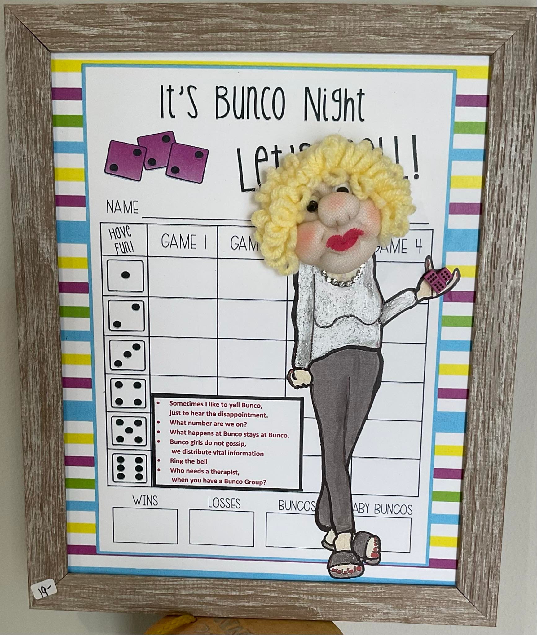 Bunco Player, Bunco, Plaque, Funny, Sign, Personable, Sport, Gift, Hand ...