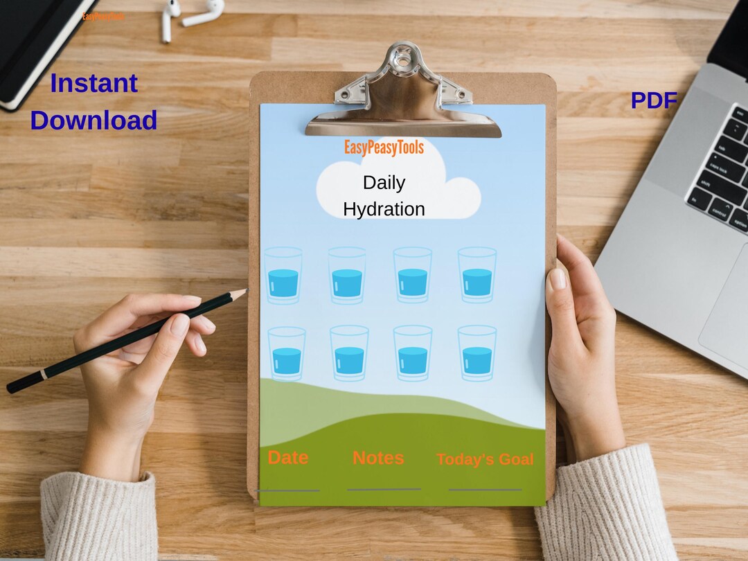 Printable Daily Water Tracker & Hydration Log (A4 + US Letter) - Etsy