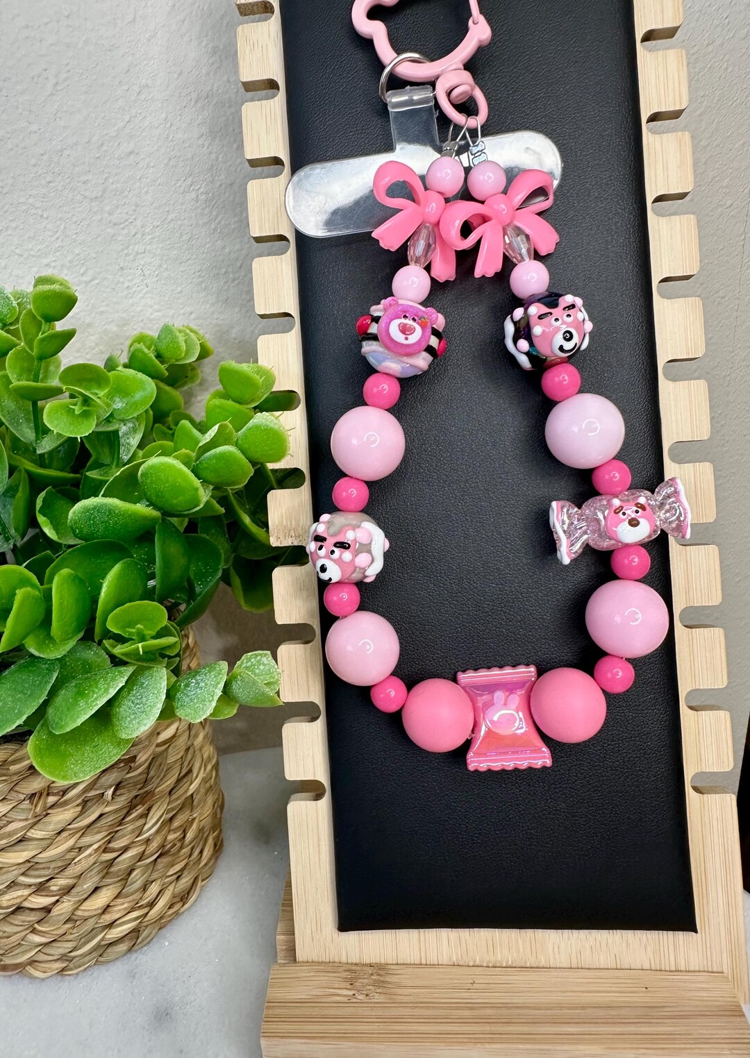 Strawberry Pink Candy Bear Handmade Cell Phone Strap | Lotso | Hand ...