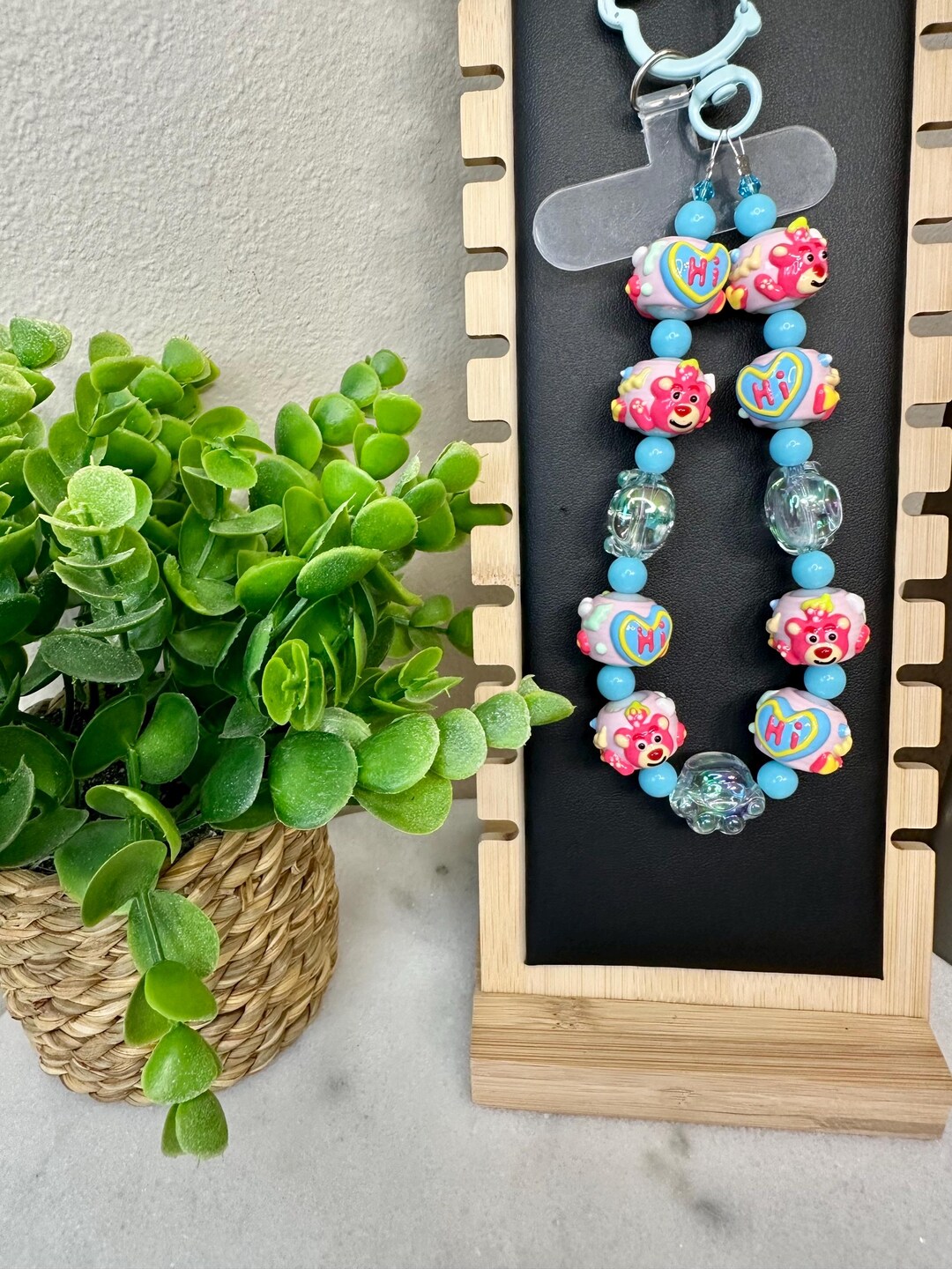 Pink Strawberry Bear Handmade Cell Phone Strap | Lotso | Hand-painted ...