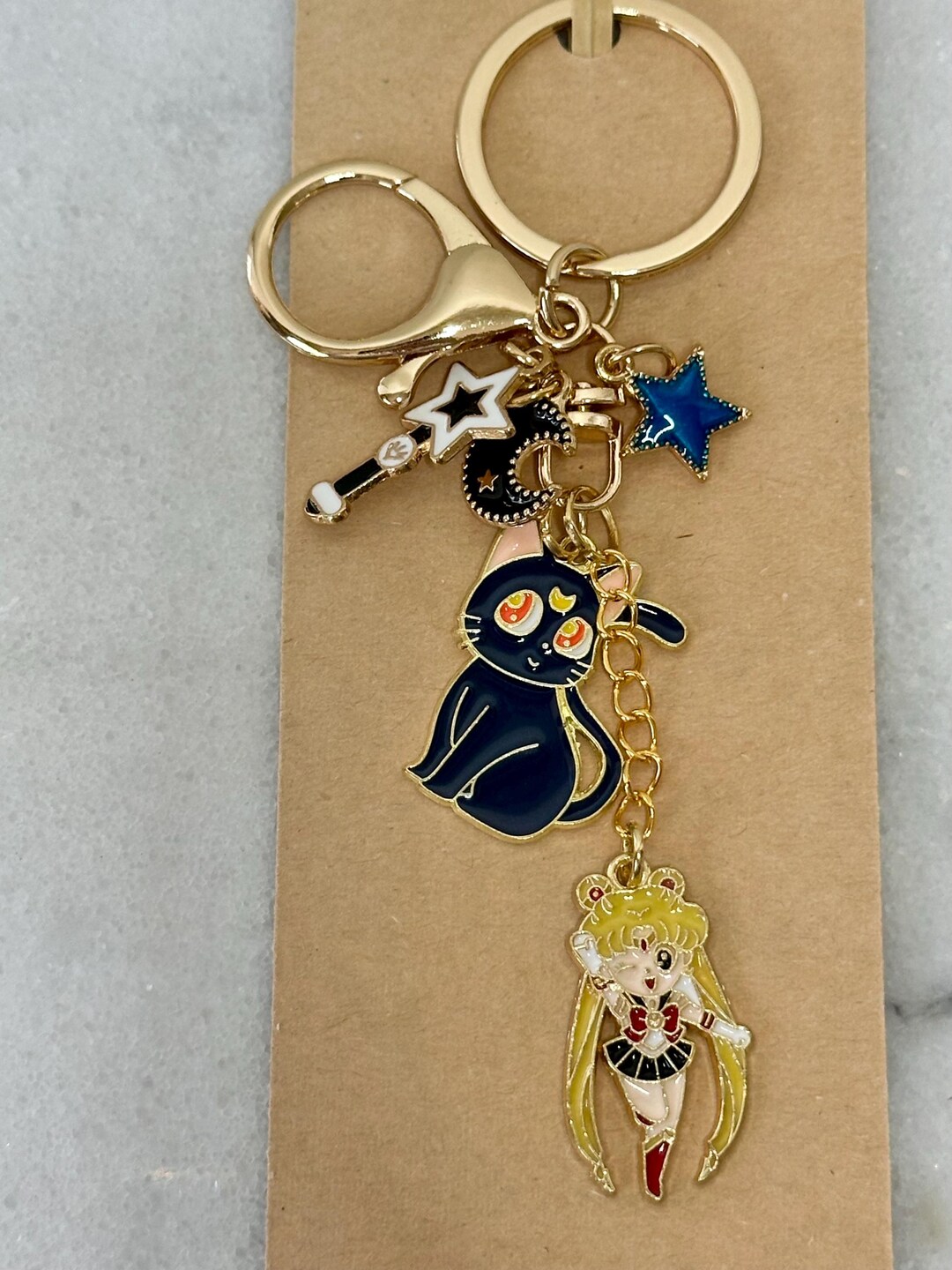 Sailor Moon, Luna, White Wand Metal Keyring, Lanyard Charm, Keychain ...