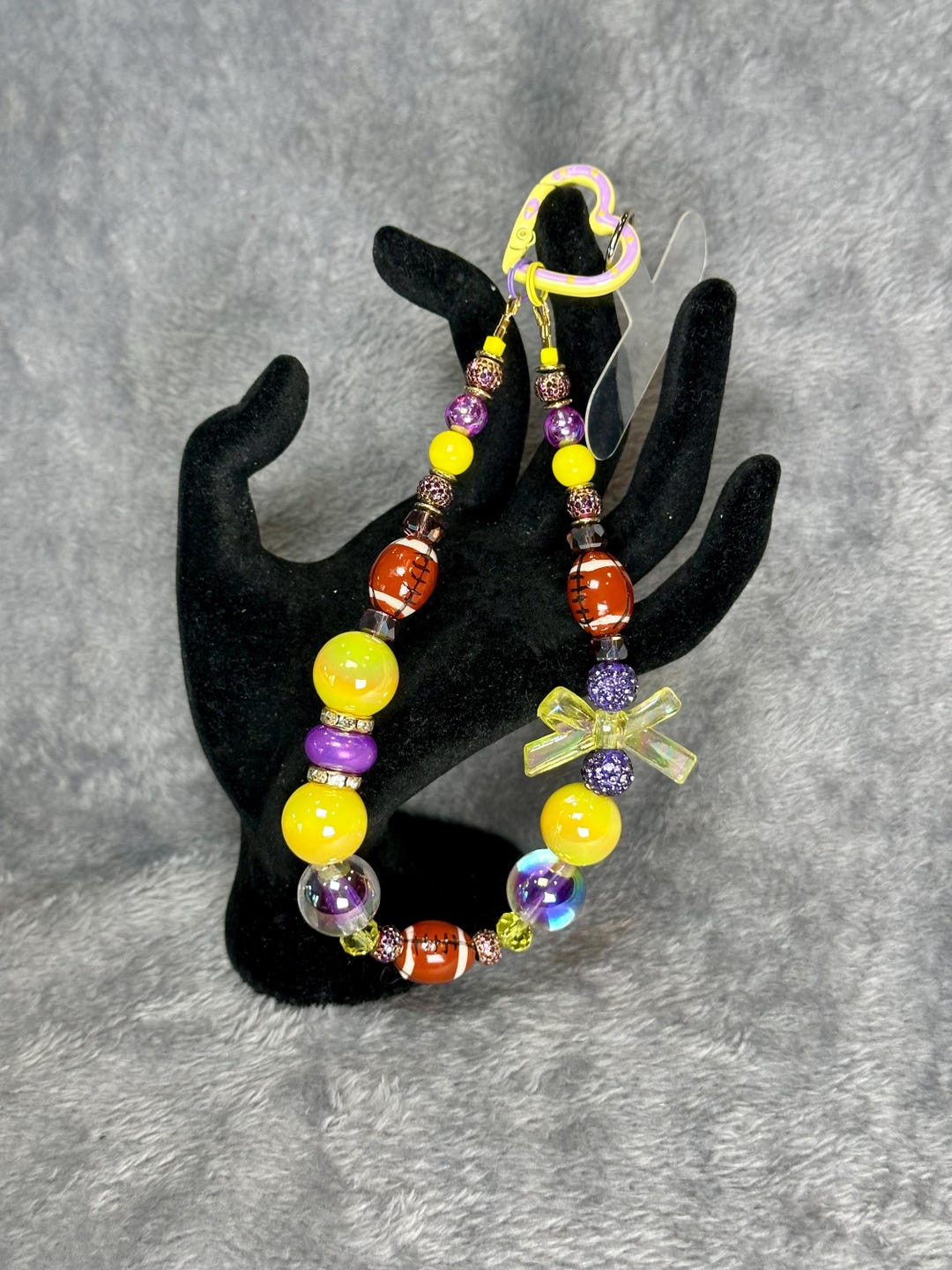 LSU Purple & Gold Football Handmade Cell Phone Strap Chain| Fancy Beads ...