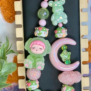 Yumo Gummy Bear Handmade Cell Phone Strap Chain | Pink & Green Glow in ...