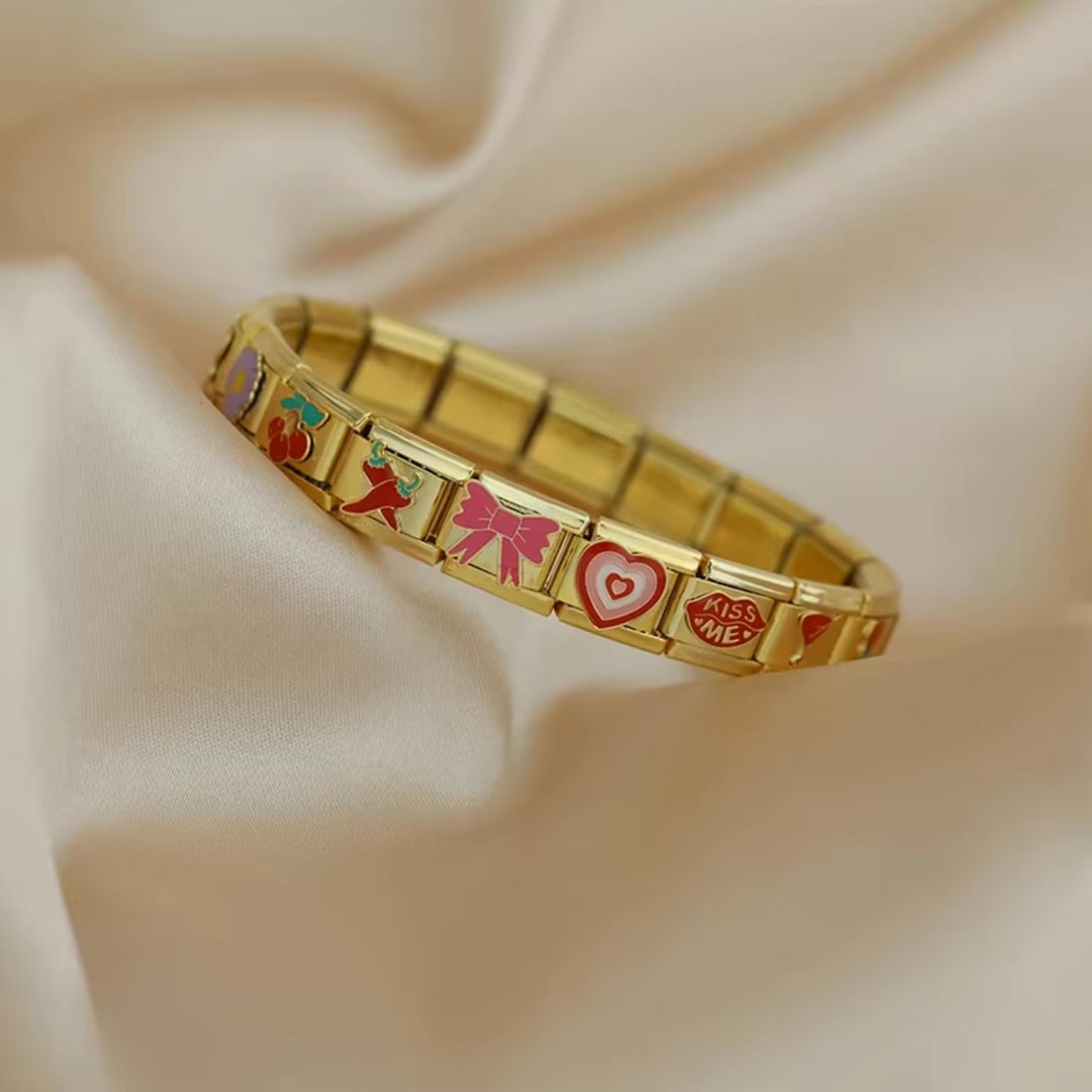 Gold Italian Bracelet, Custom Gold Italy Charms, Personalized Italian ...