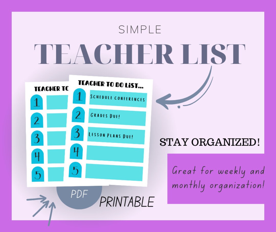 Teacher to Do List Printable, Teacher Lists, Printable to Do List ...