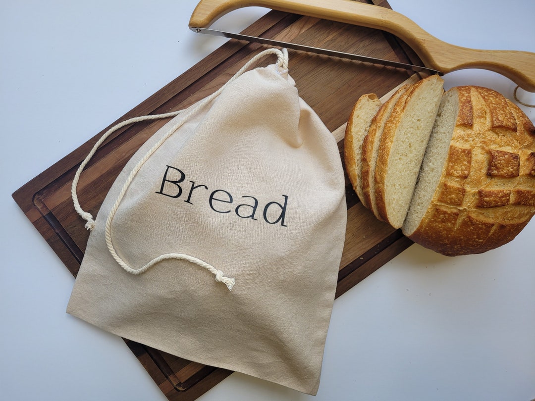 Artisan 100% Linen Bread Bag With Drawstring, Boule / Sourdough ...
