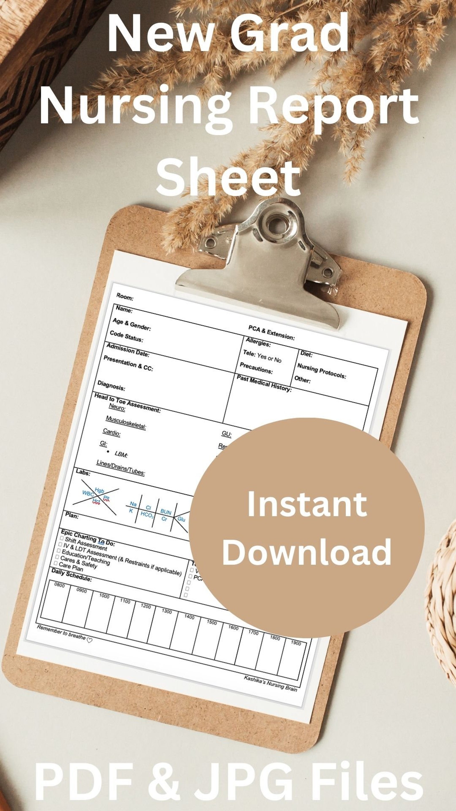 New Grad Nursing Report Sheet, Med-surg Report Sheet, Tele Report Sheet ...