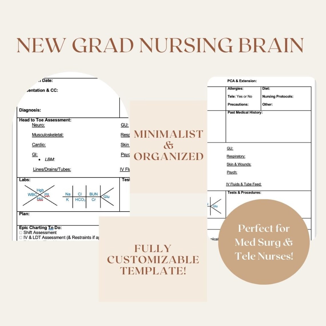 New Grad Nurse Report Sheet, Med-surg Tele, Printable (PDF & JPG) - Etsy