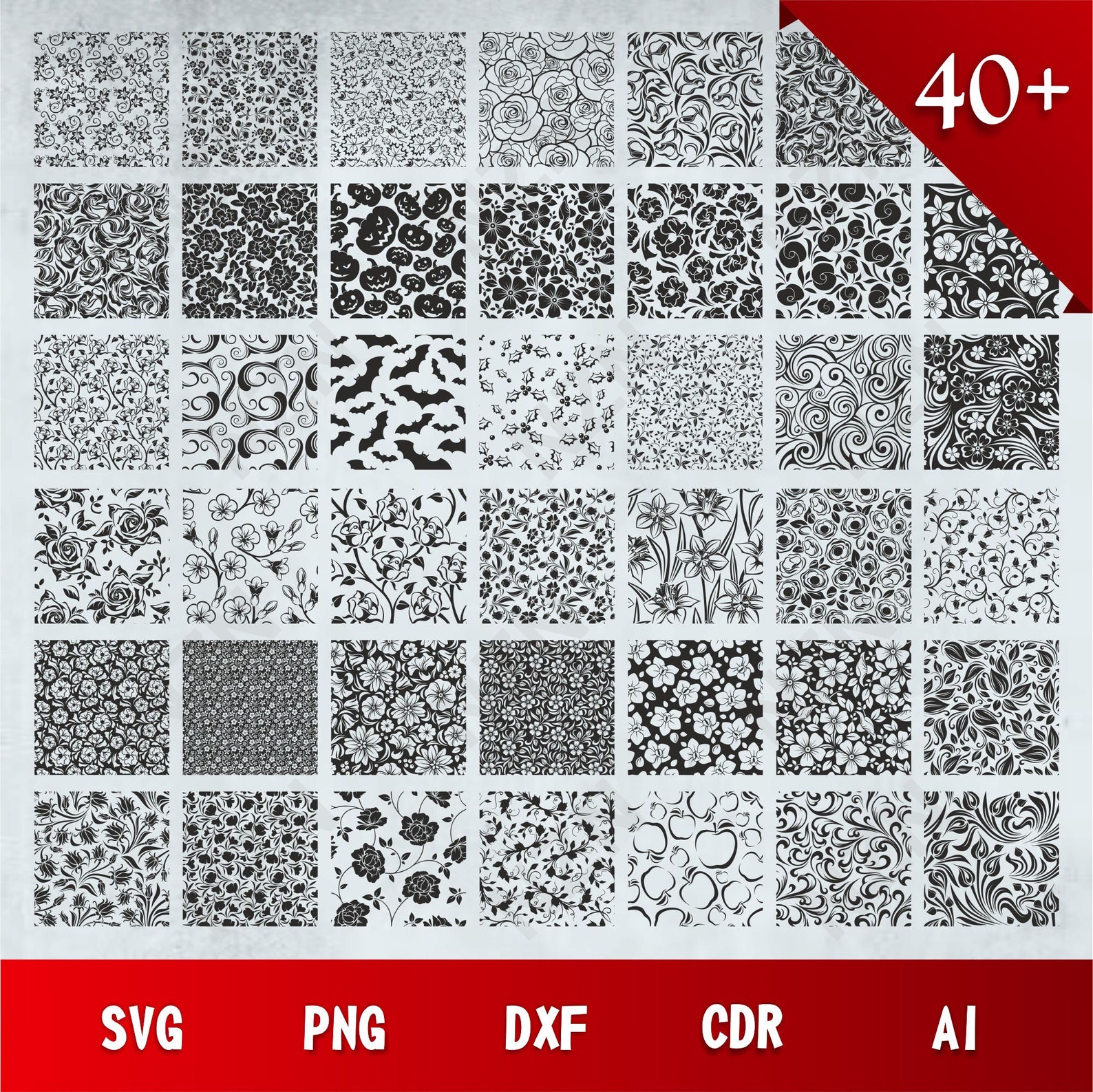 Pattern Bundle, Vector Files, .png, .svg, .dxf, .cdr, .ai, Ready to ...