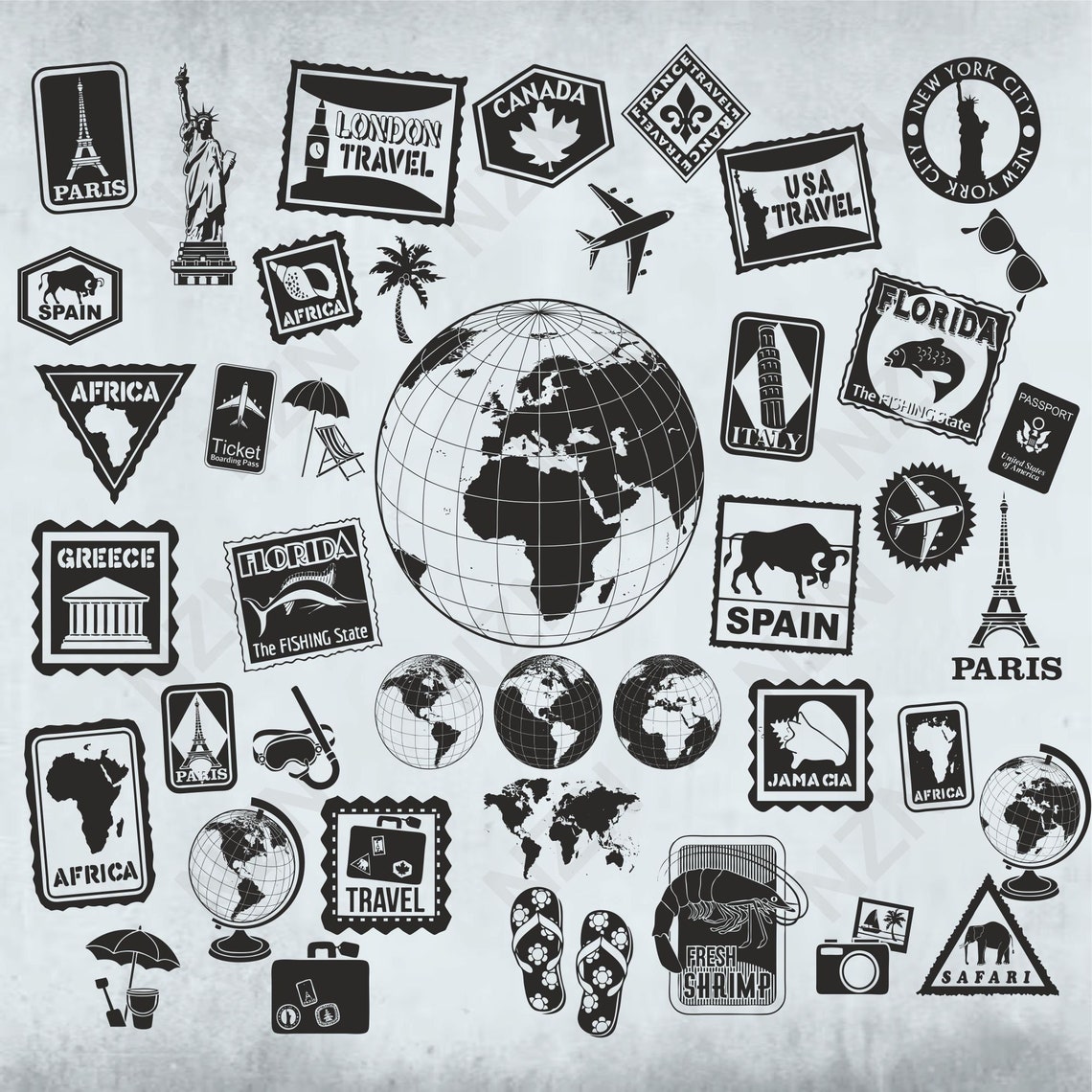 Travel SVG Bundle, Vector Files, .png, .svg, .dxf, .cdr, .ai, Ready to ...