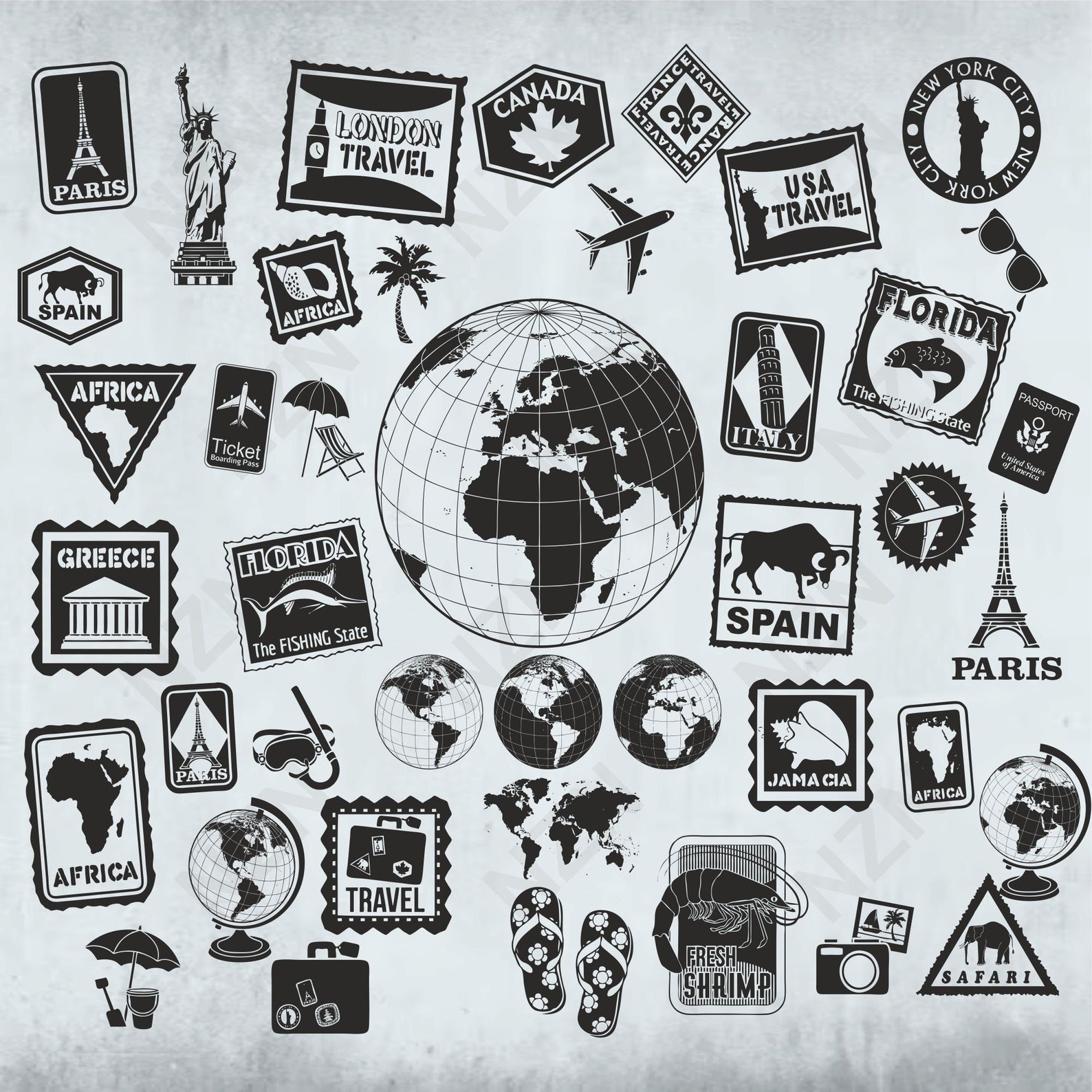 Travel SVG Bundle, Vector Files, .png, .svg, .dxf, .cdr, .ai, Ready to ...