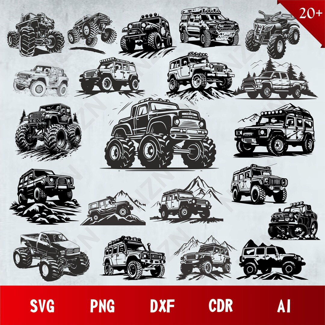 Off Road Car SVG Bundle, Vector Files, .png, .svg, .dxf, .cdr, .ai ...