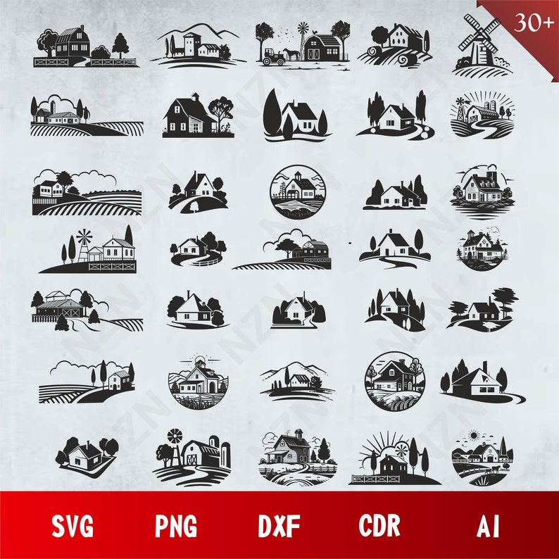 Farm House SVG Bundle, Modern Design, .png, .svg, .dxf, .cdr, .ai ...