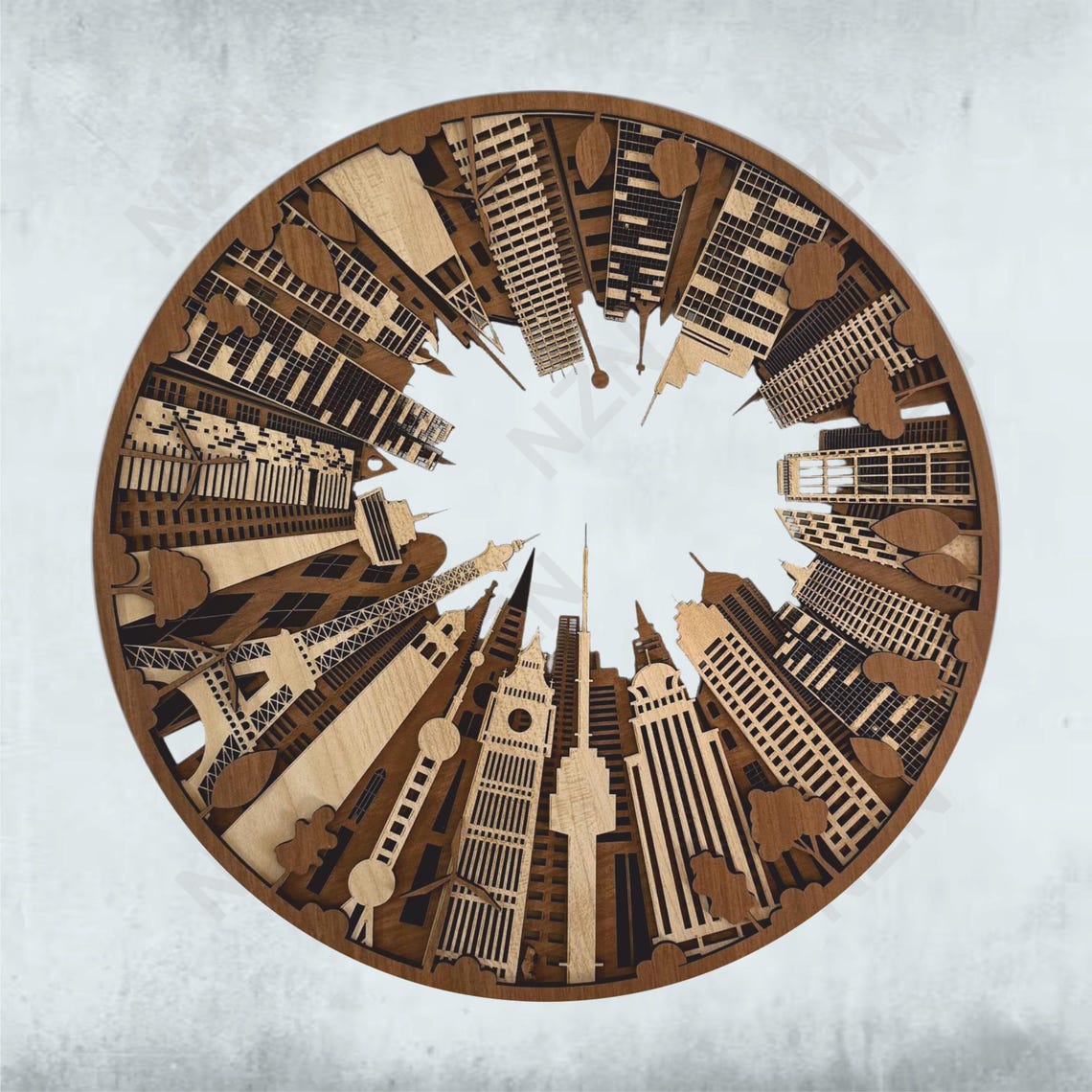 Multilayer World City SVG | Vector Files for 3D Wall Art | Instant ...