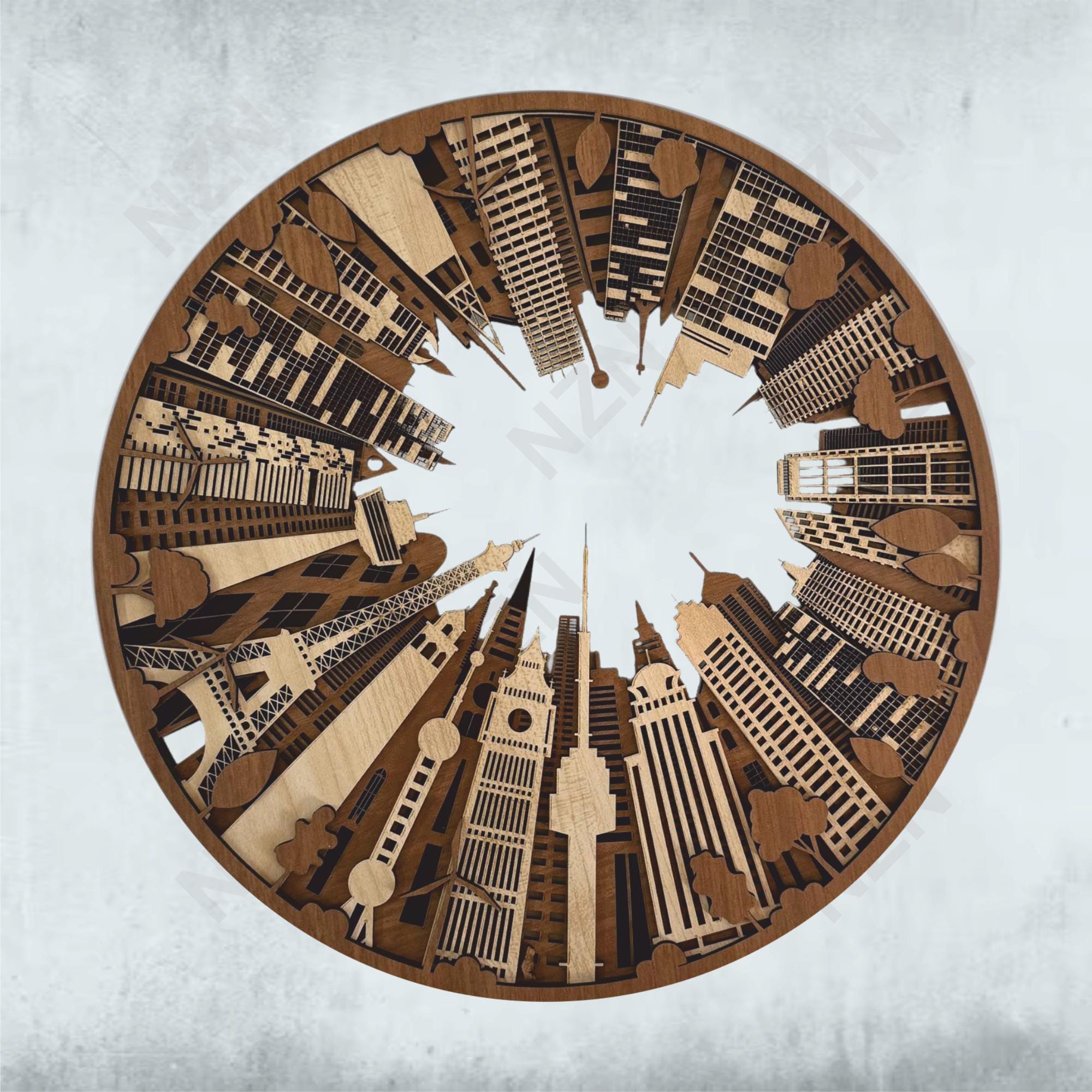 Multilayer World City SVG | Vector Files for 3D Wall Art | Instant ...