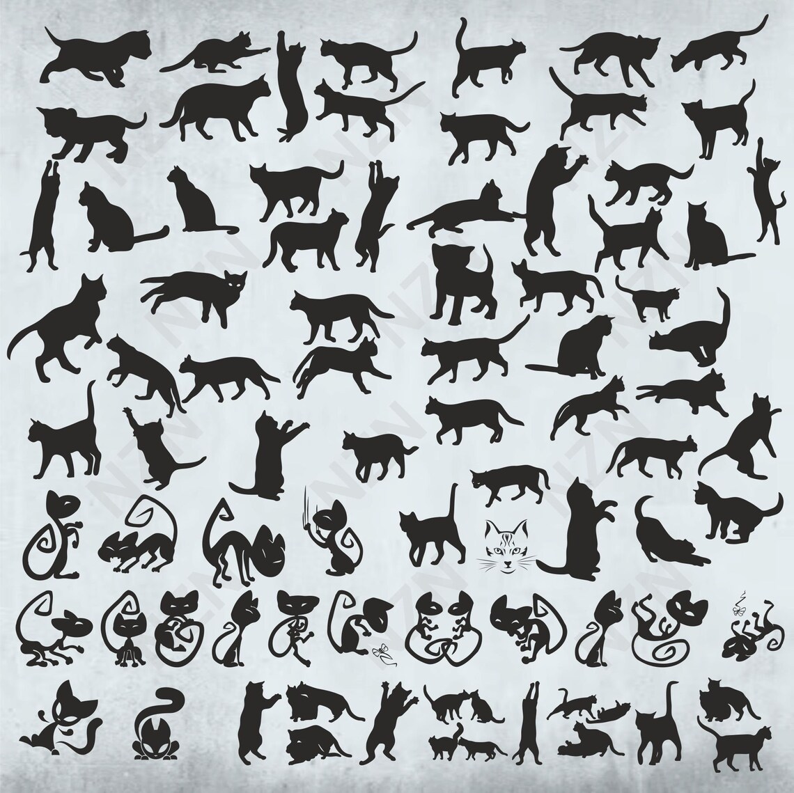 Cat SVG Bundle, Vector Files, .png, .svg, .dxf, .cdr, .ai, Ready to ...