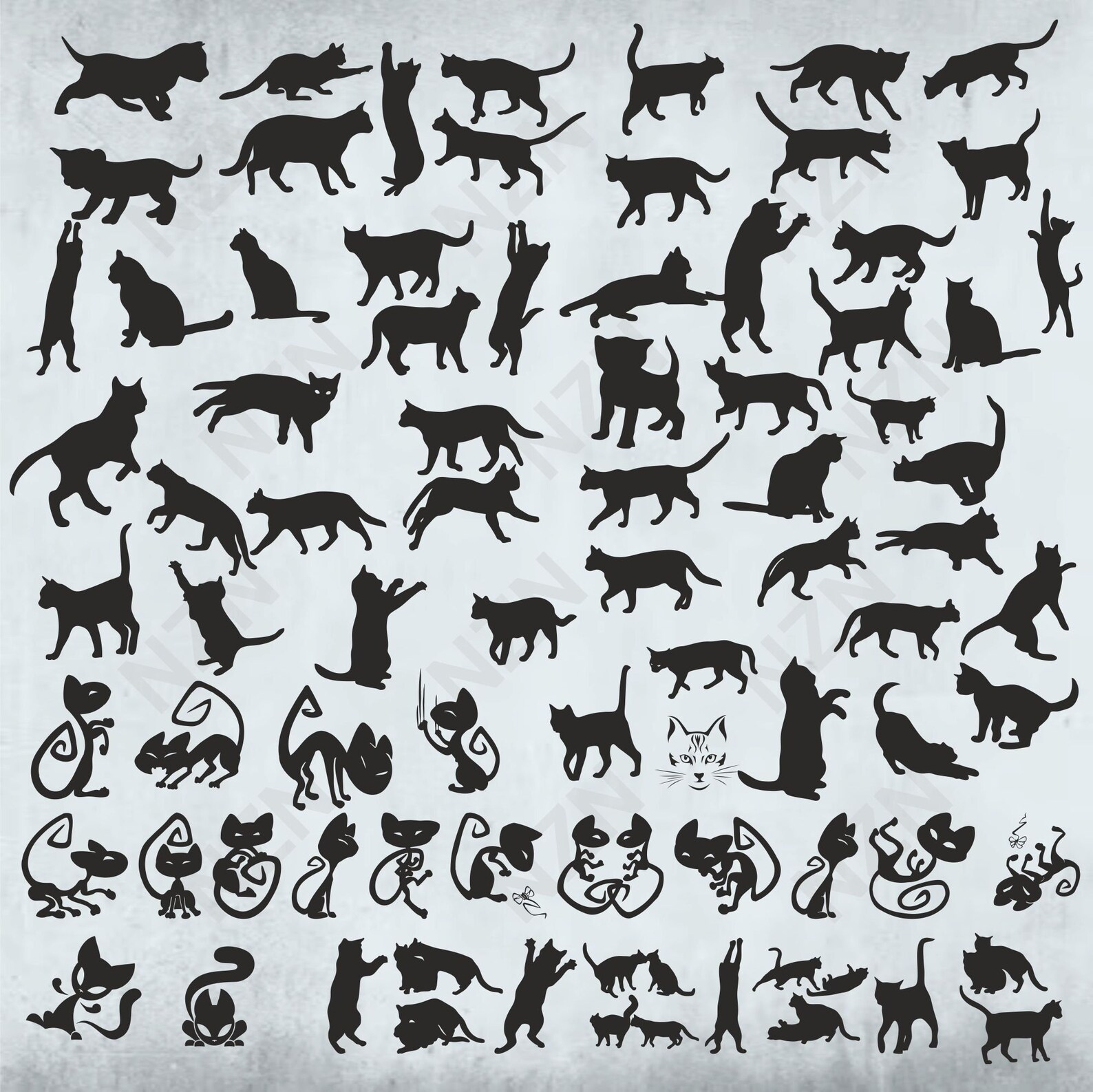 Cat SVG Bundle, Vector Files, .png, .svg, .dxf, .cdr, .ai, Ready to ...