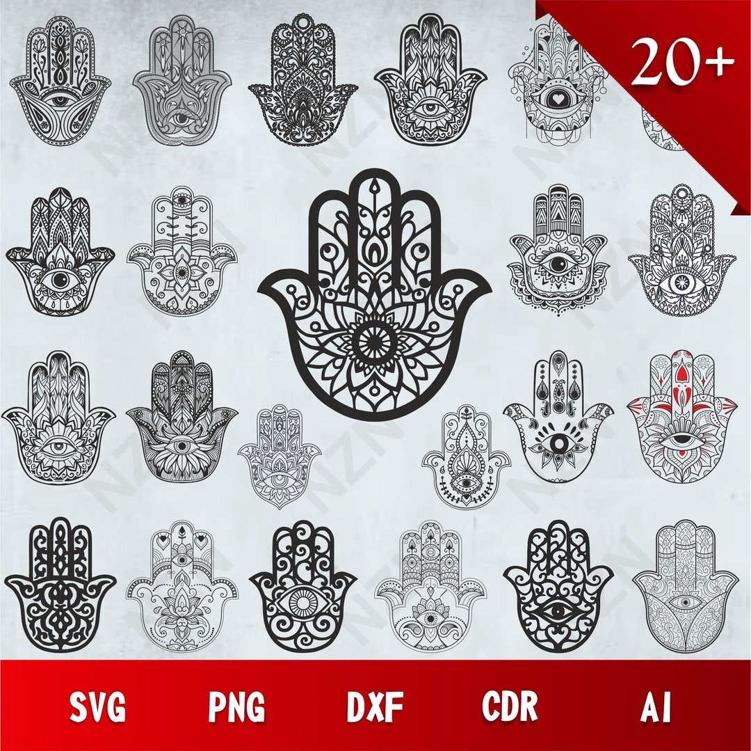Hamsa Hand Bundle, Vector Files, .png, .svg, .dxf, .cdr, .ai, Ready to ...