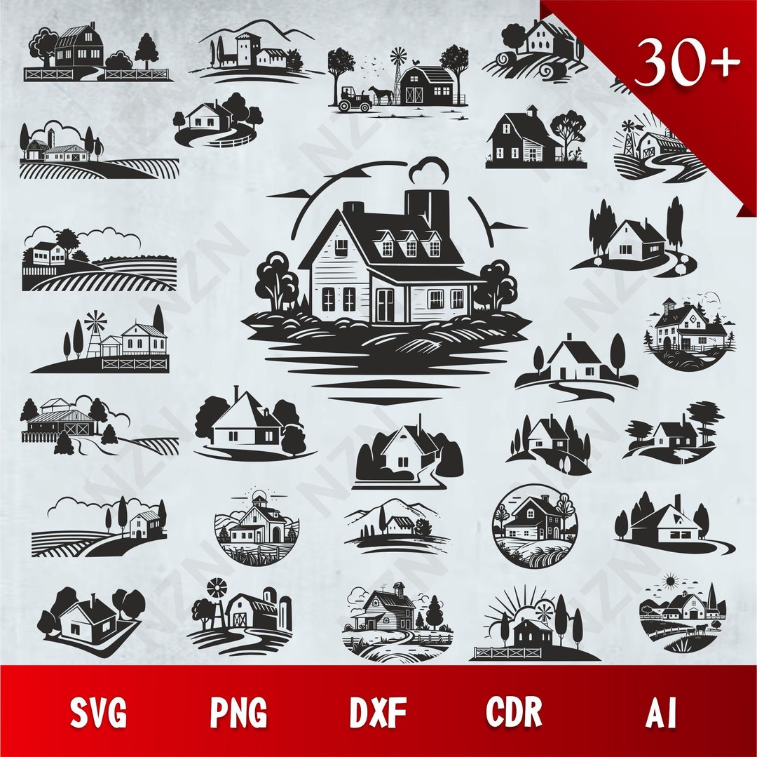 Farm House SVG Bundle, Modern Design, .png, .svg, .dxf, .cdr, .ai ...