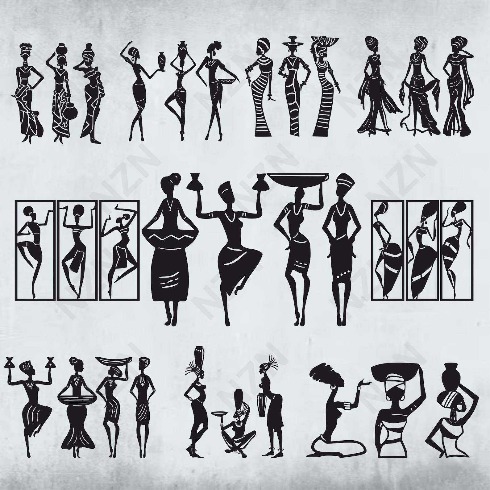 African Woman Bundle, Vector Files, .png, .svg, .dxf, .cdr, .ai, Ready ...