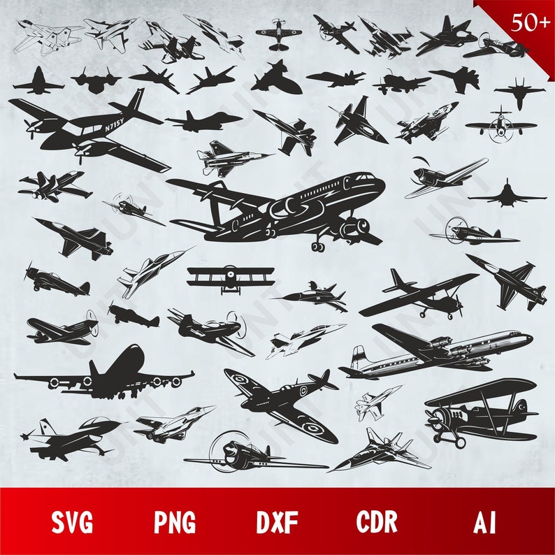 Airplane SVG Bundle, Vector Files, .png, .svg, .dxf, .cdr, .ai, Ready ...