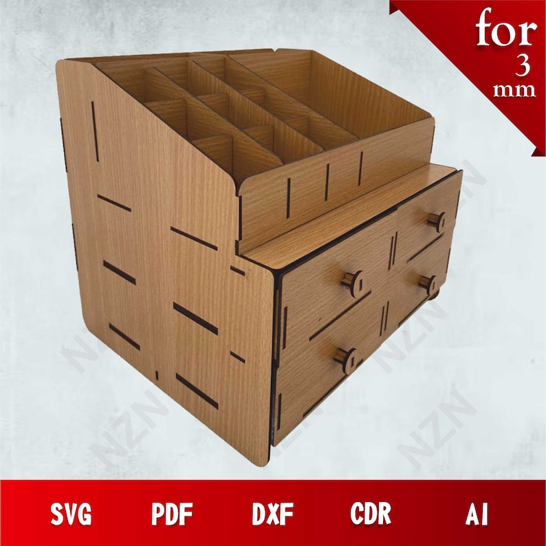 Desk Organiser Laser Cut SVG, Laser Cut Wood Organizer, Vector Files ...