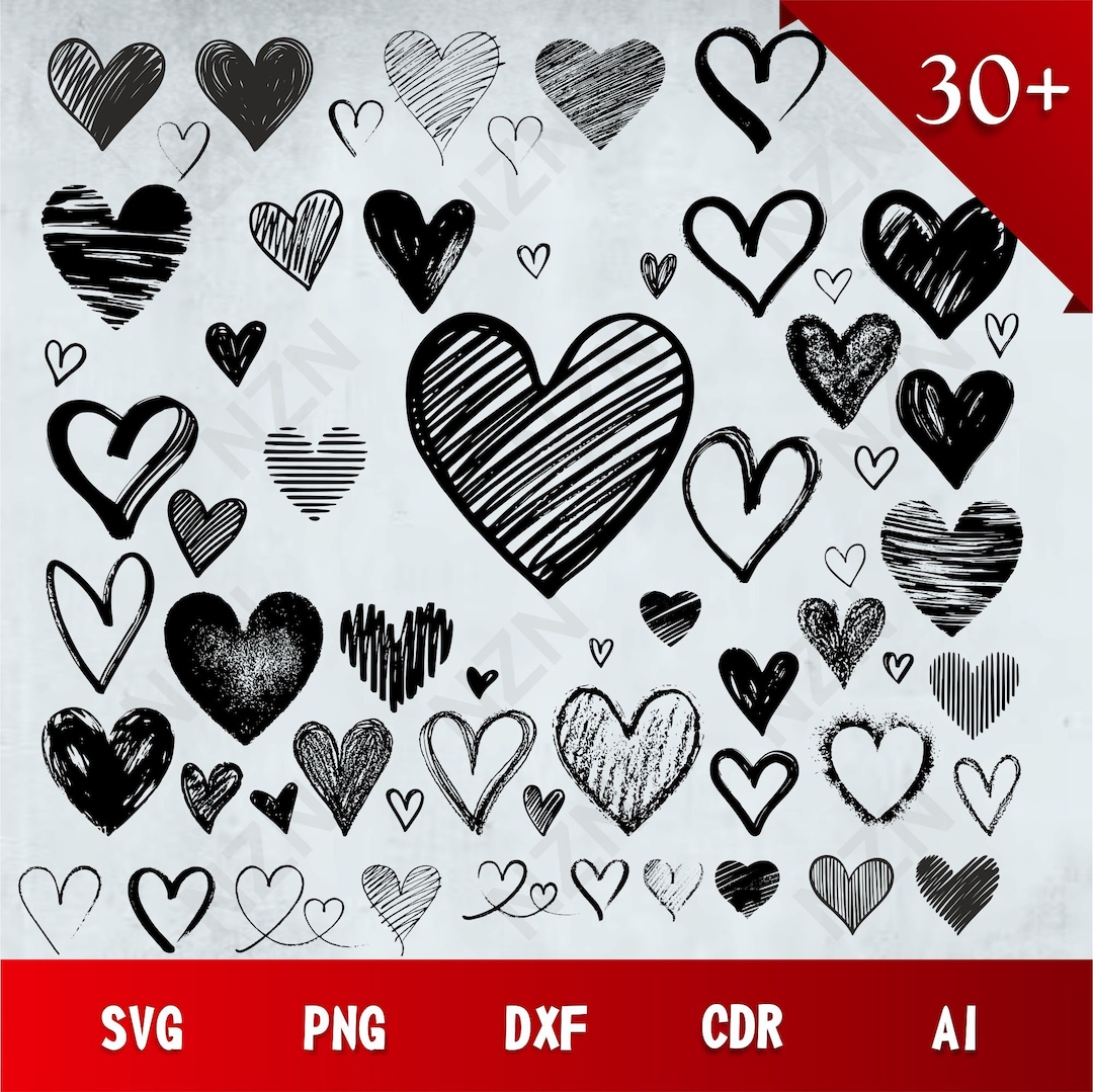 Heart Bundle, Vector Files, .png, .svg, .dxf, .cdr, .ai, Ready to Print ...