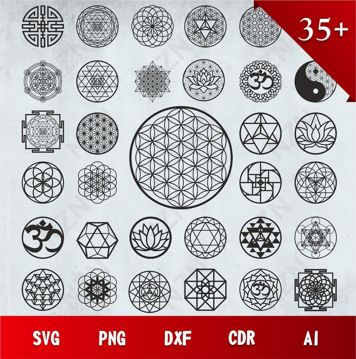 Sacred Geometry Bundle, Vector Files, .png, .svg, .dxf, .cdr, .ai ...