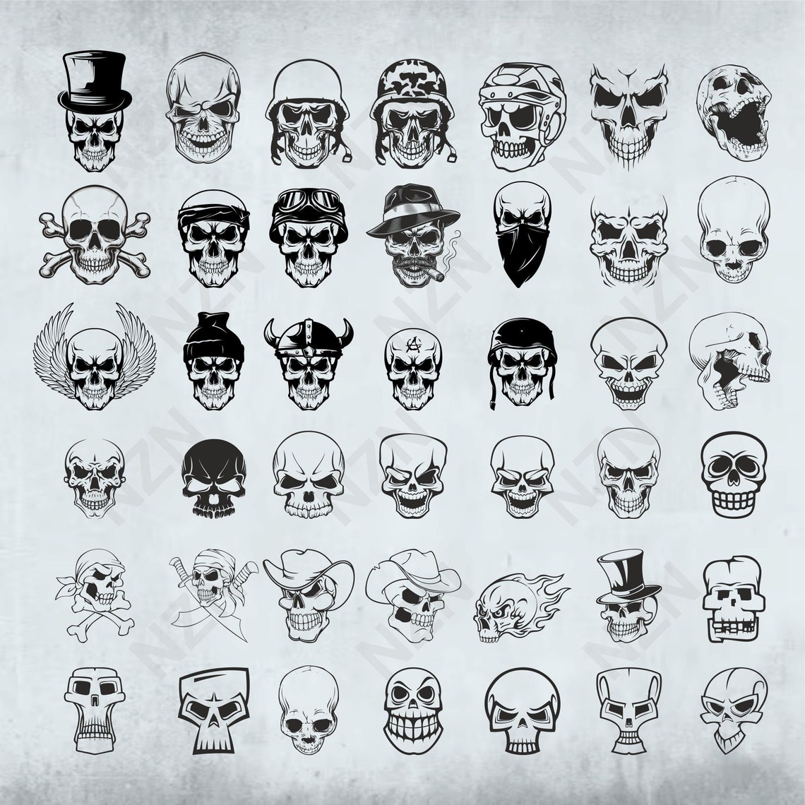 Skull SVG Bundle, Vector Files, .png, .svg, .dxf, .cdr, .ai, Ready to ...