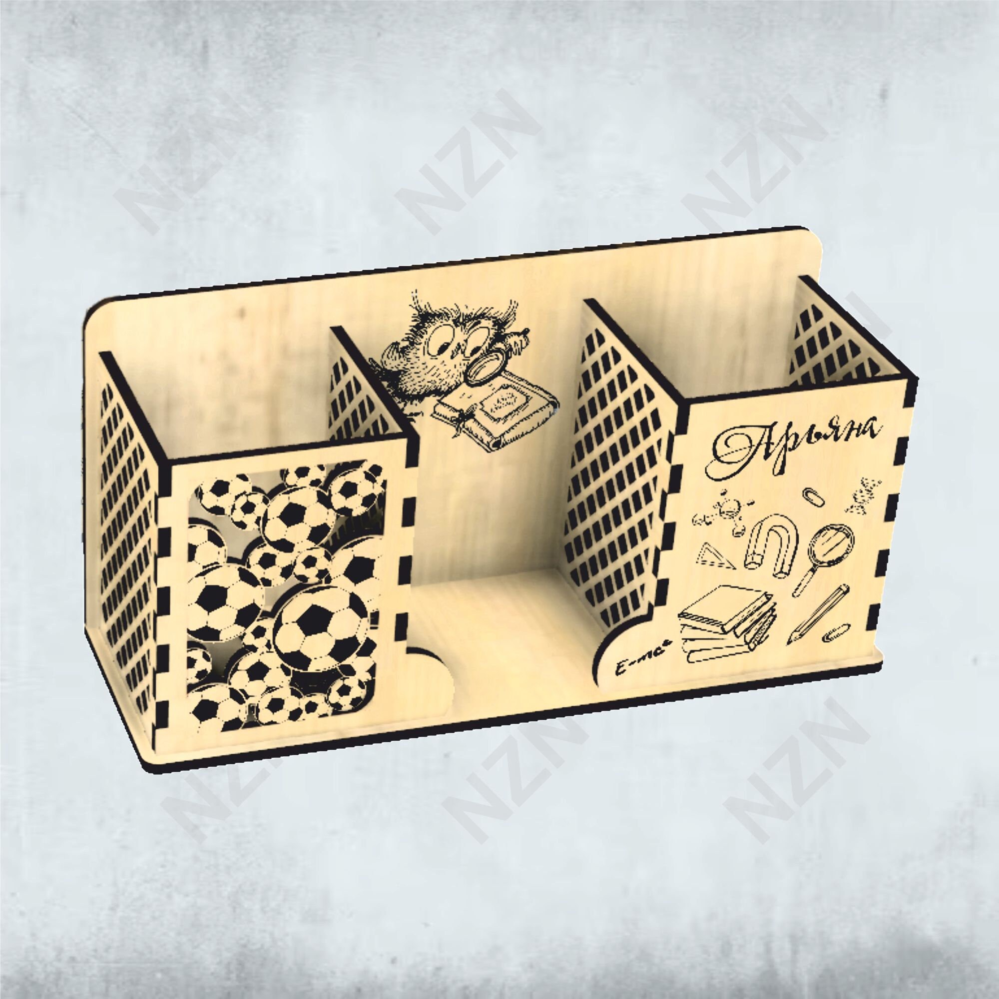 Pen Holder Organiser Laser Cut SVG, Laser Cut Wood Organizer, Vector ...