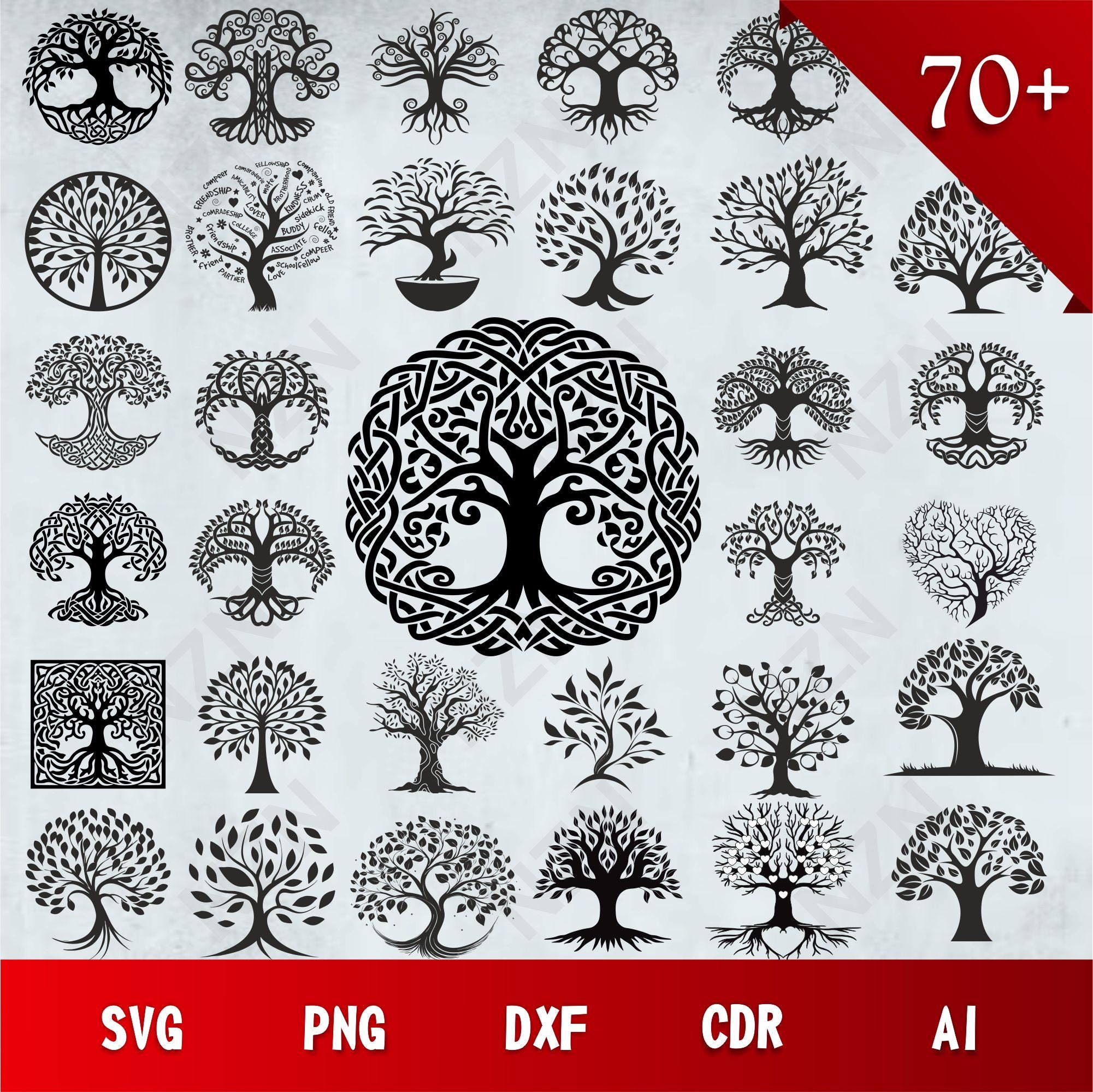 Tree of Life SVG Bundle, Vector Files, .png, .svg, .dxf, .cdr, .ai ...